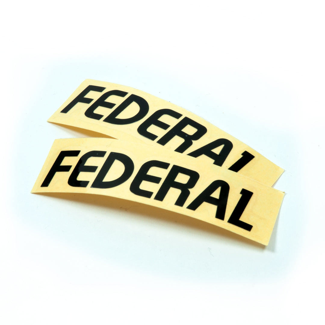 Federal Die Cut Logo Stickers Black 84x18mm – Custom Riders